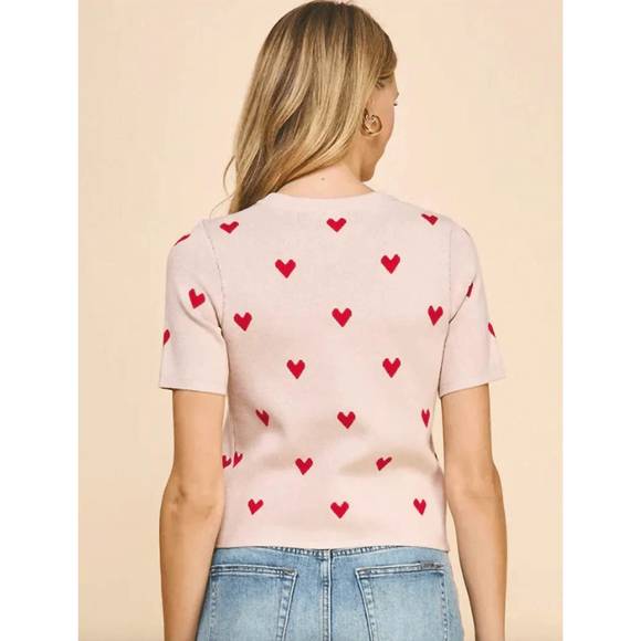 Pinch | Sweaters | New Pinch Heart Short Sleeve Sweater Top In Pinkred ...